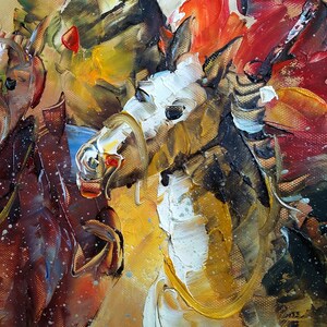Polo Art - Original Hand Painted Impressionist Horse Polo Oil Painting ...