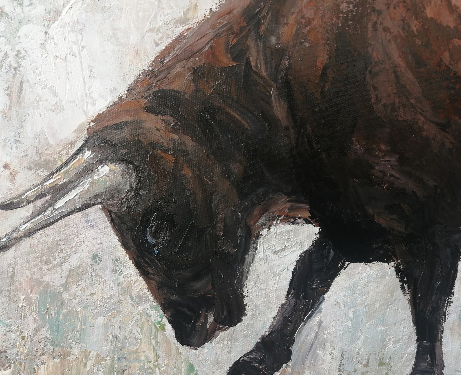Hand Painted Impressionist Bull Oil Painting On Canvas | Etsy