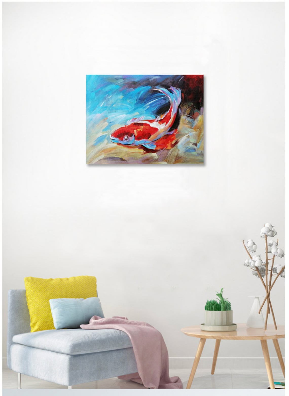 Hand Painted Impressionist Koi Fish Painting on Canvas - Etsy
