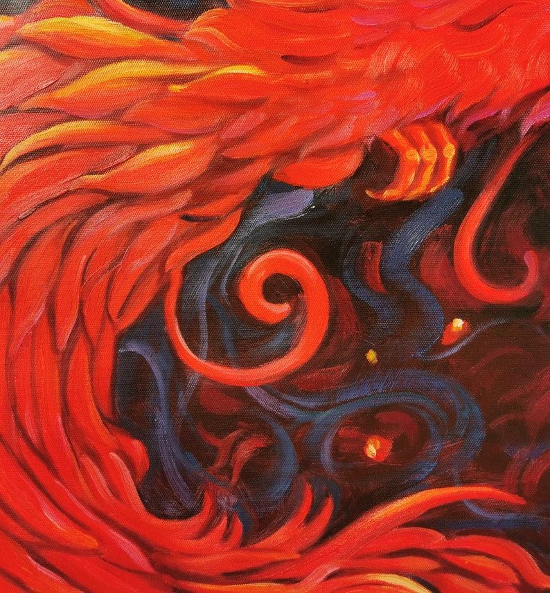 Original Hand Painted Modern Impressionist Fire Phoenix Oil - Etsy