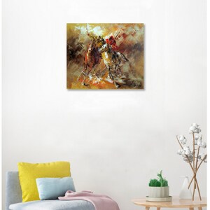 Polo Art - Original Hand Painted Impressionist Horse Polo Oil Painting ...