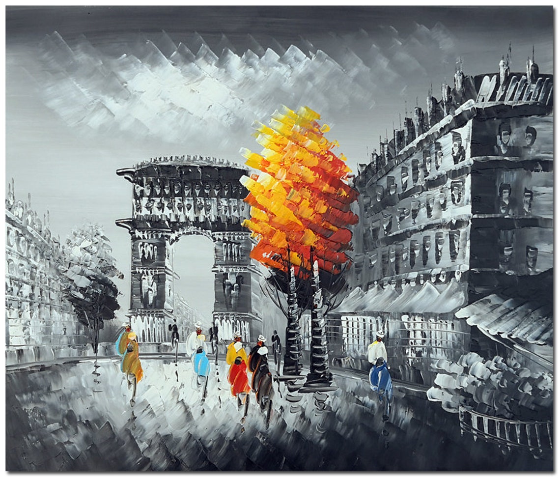 Triumphal Arch Hand Painted Modern Impressionist Cityscape - Etsy