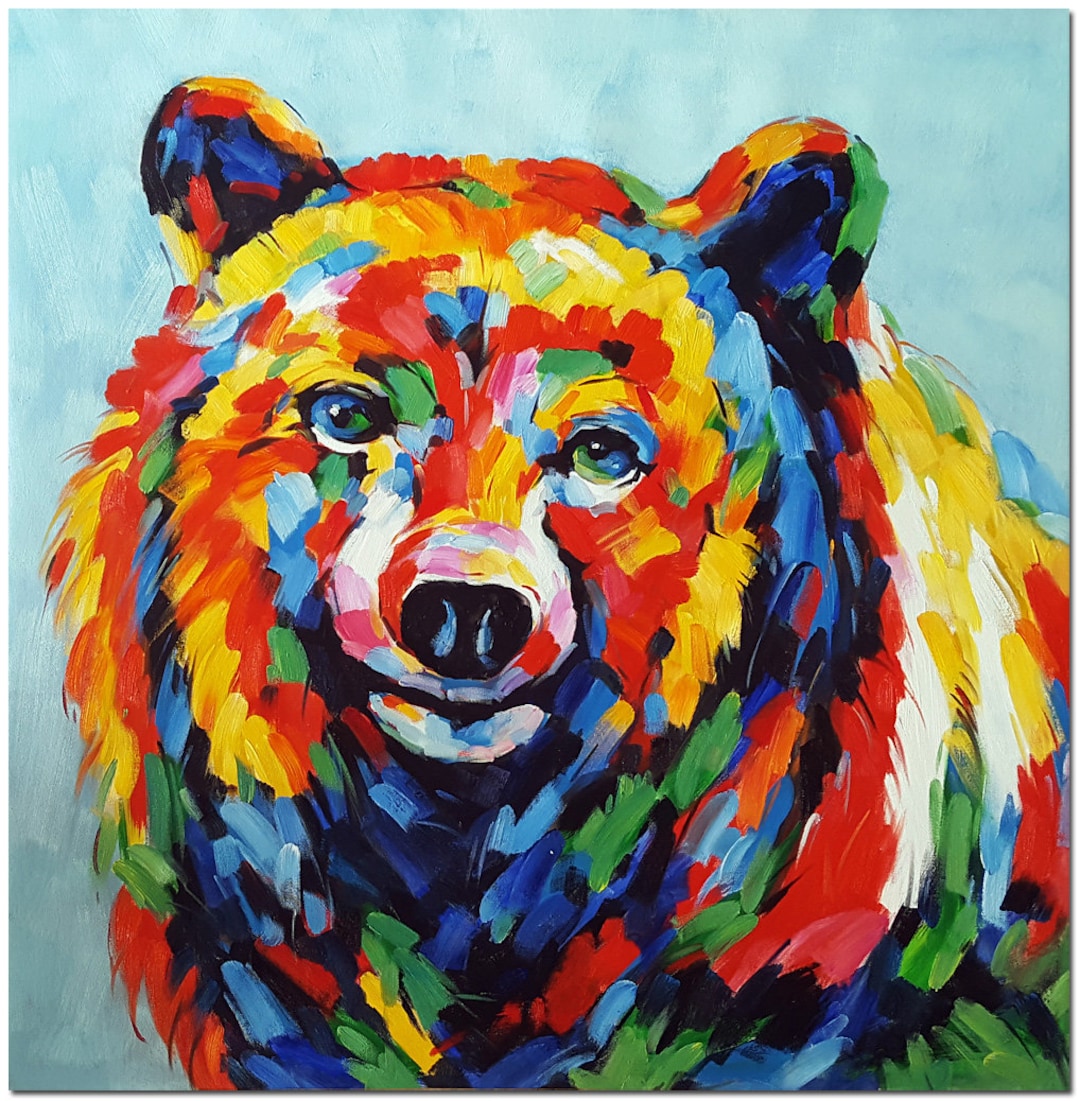 Original Hand Painted Bear Painting on Canvas - Modern Impressionist ...
