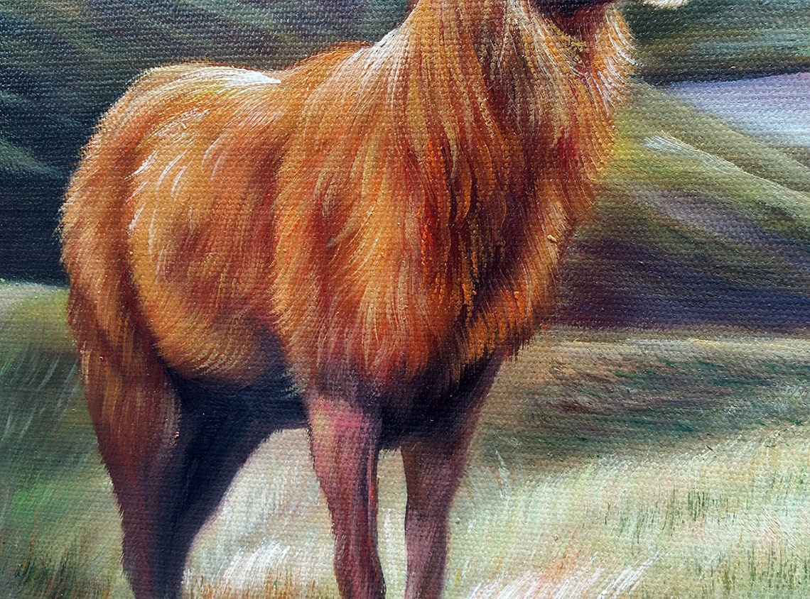 Hand Painted Deer Oil Painting on Canvas - Etsy