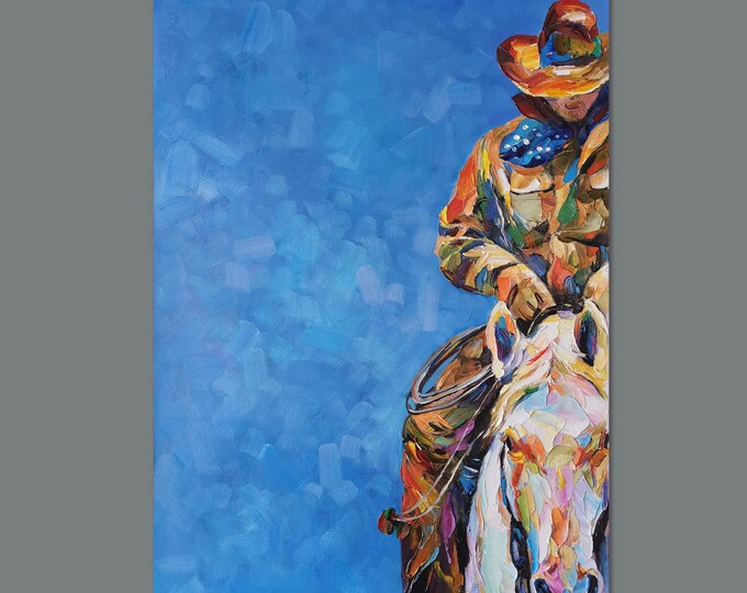 Original Western Painting, Acrylic on Canvas, 10x10 Inches, "rangers of ...