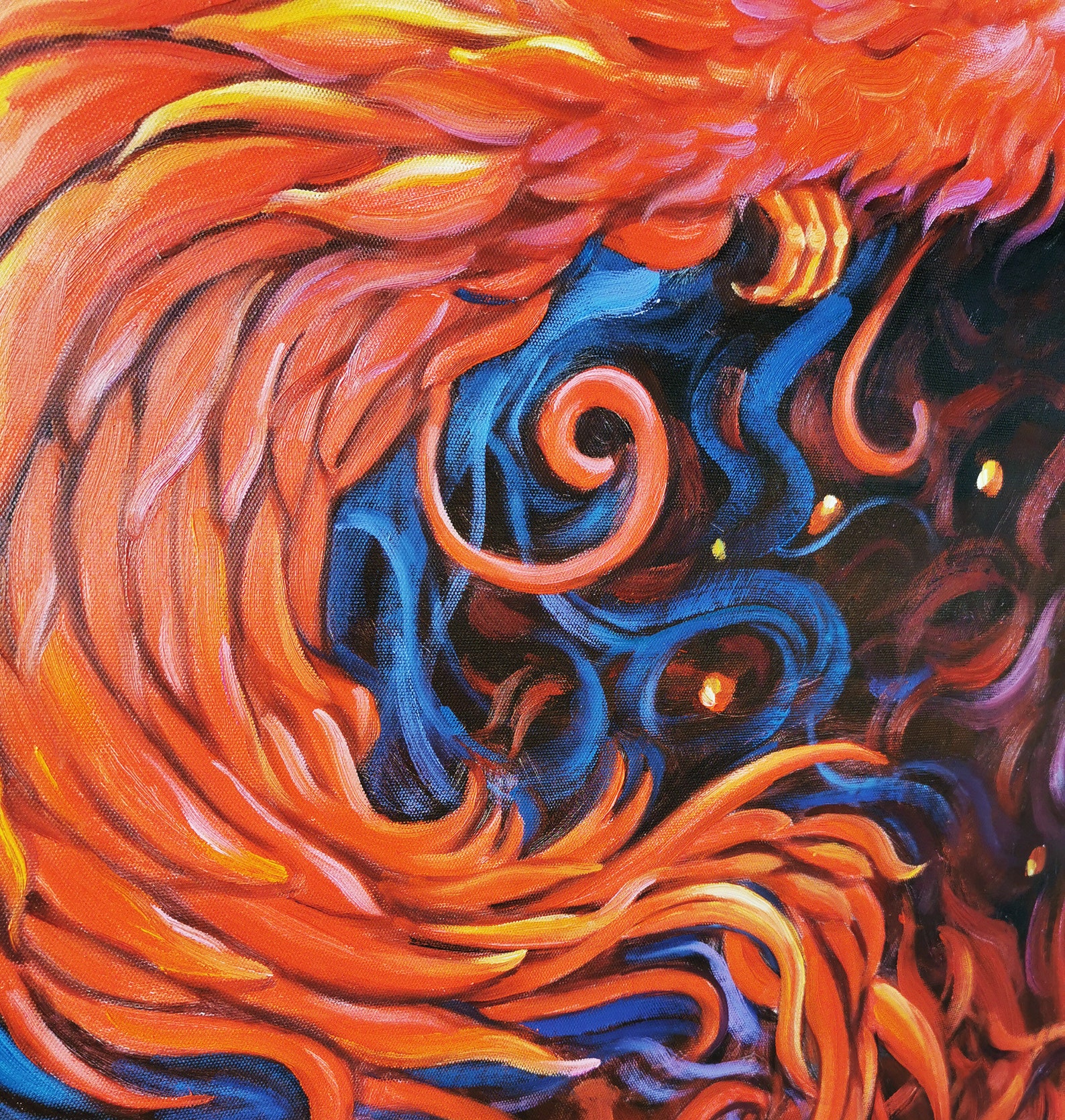 Original Hand Painted Modern Impressionist Fire Phoenix Oil - Etsy