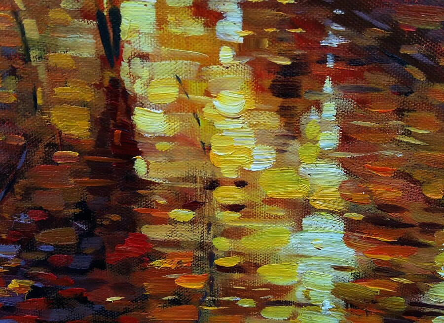 Landscape of Rainy Night Hand Painted Modern Impressionist | Etsy