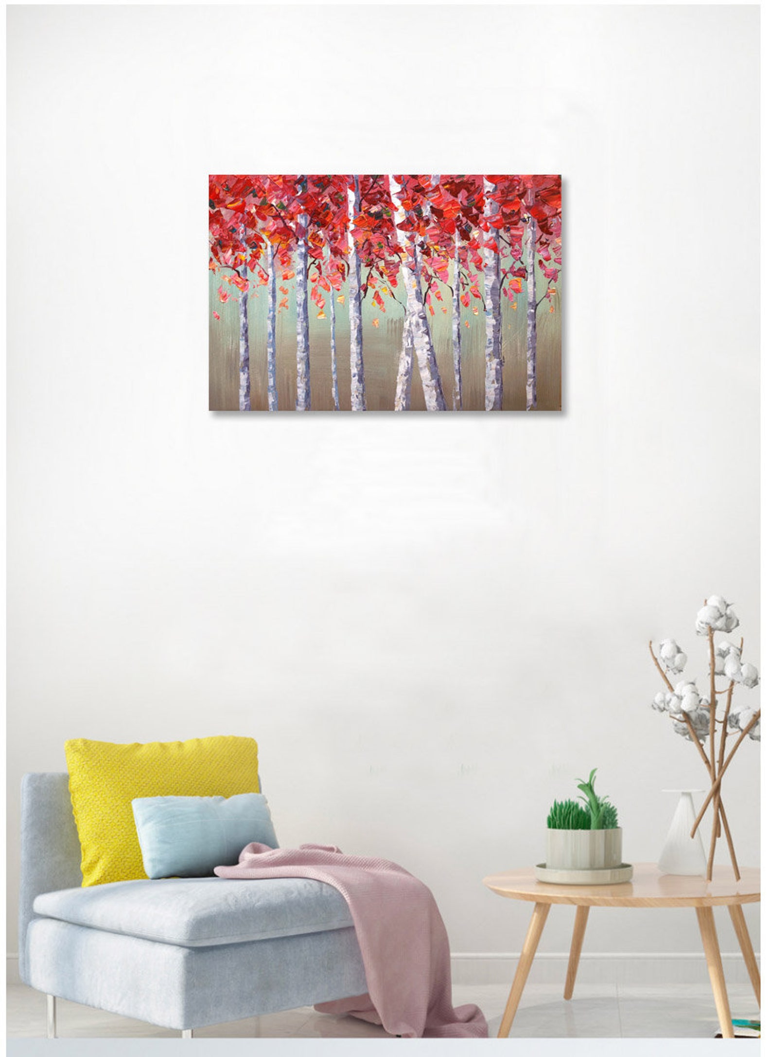 Forest of Beech Trees Oil Painting on Canvas - Handmade Modern ...