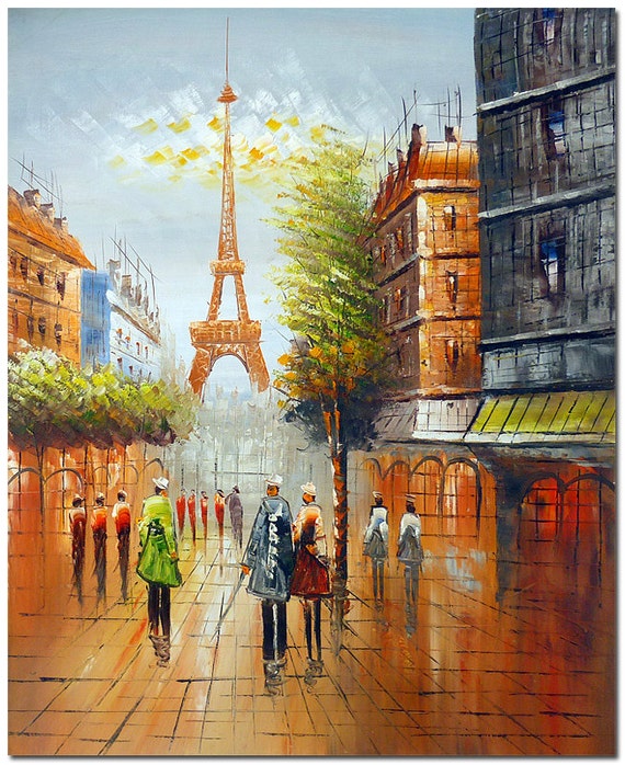 Pintura De Paisaje De La Torre Eiffel Cuadro En Lienzo Pintura Al