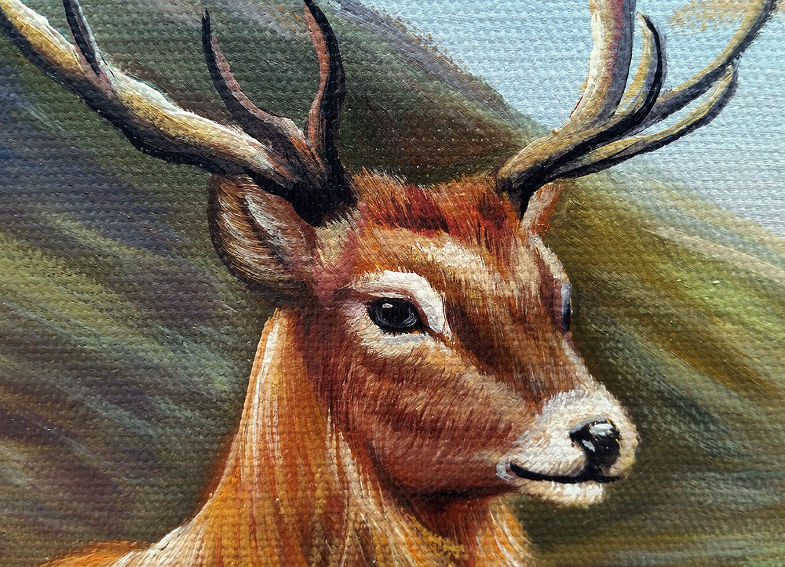 Hand Painted Deer Oil Painting on Canvas - Etsy