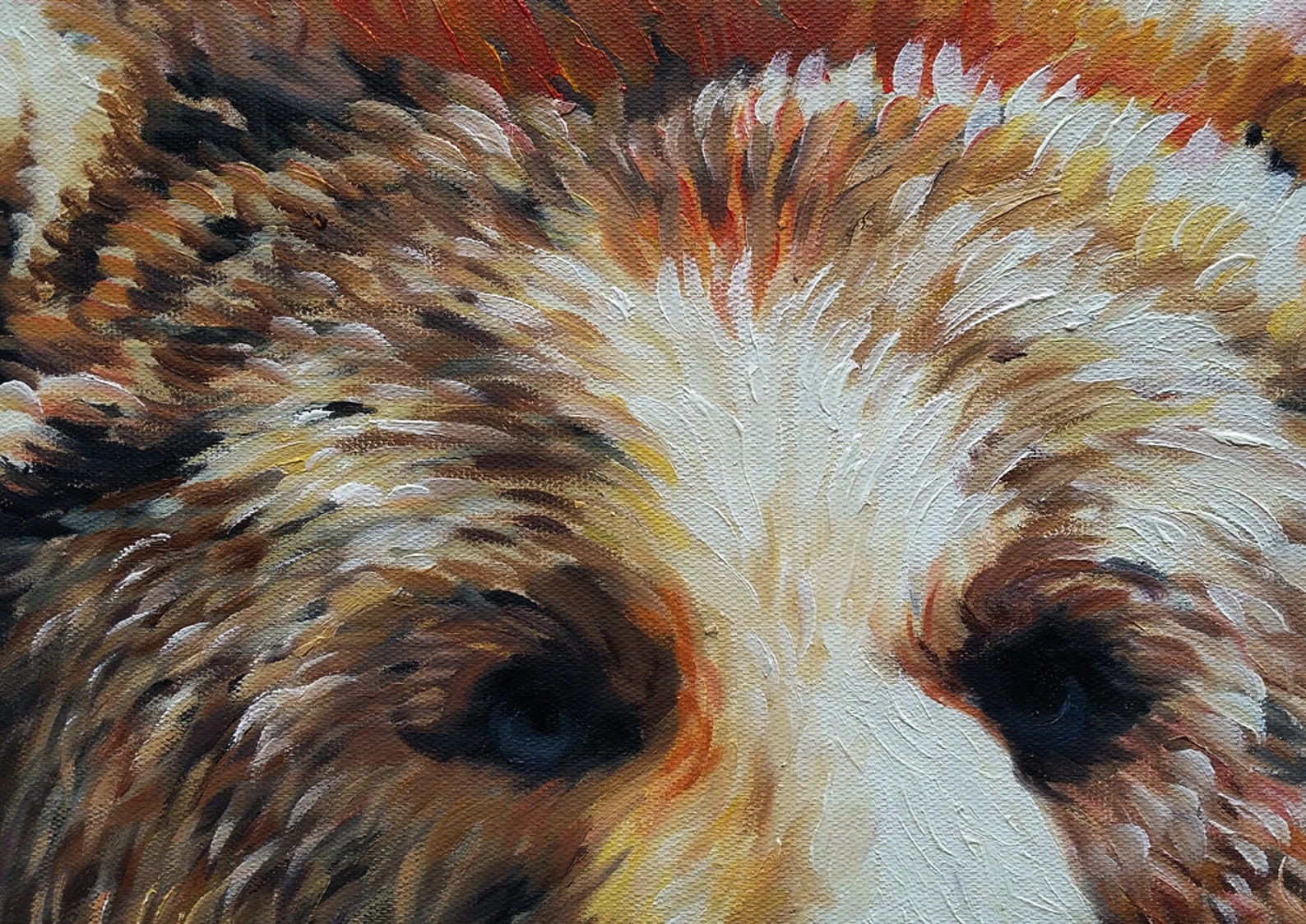 Handmade Grizzly Bear Painting - Modern Impressionist Forest Wildlife ...