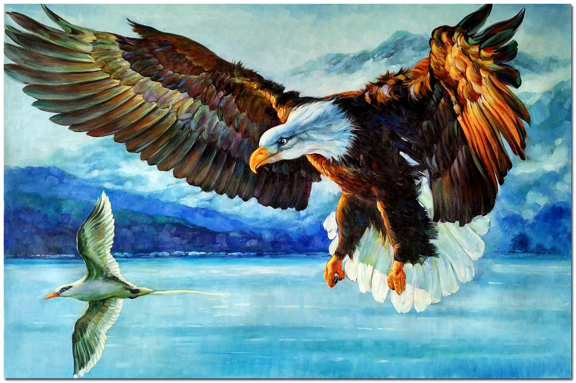 Hand Painted Impressionist Eagle Oil Painting on Canvas - Etsy