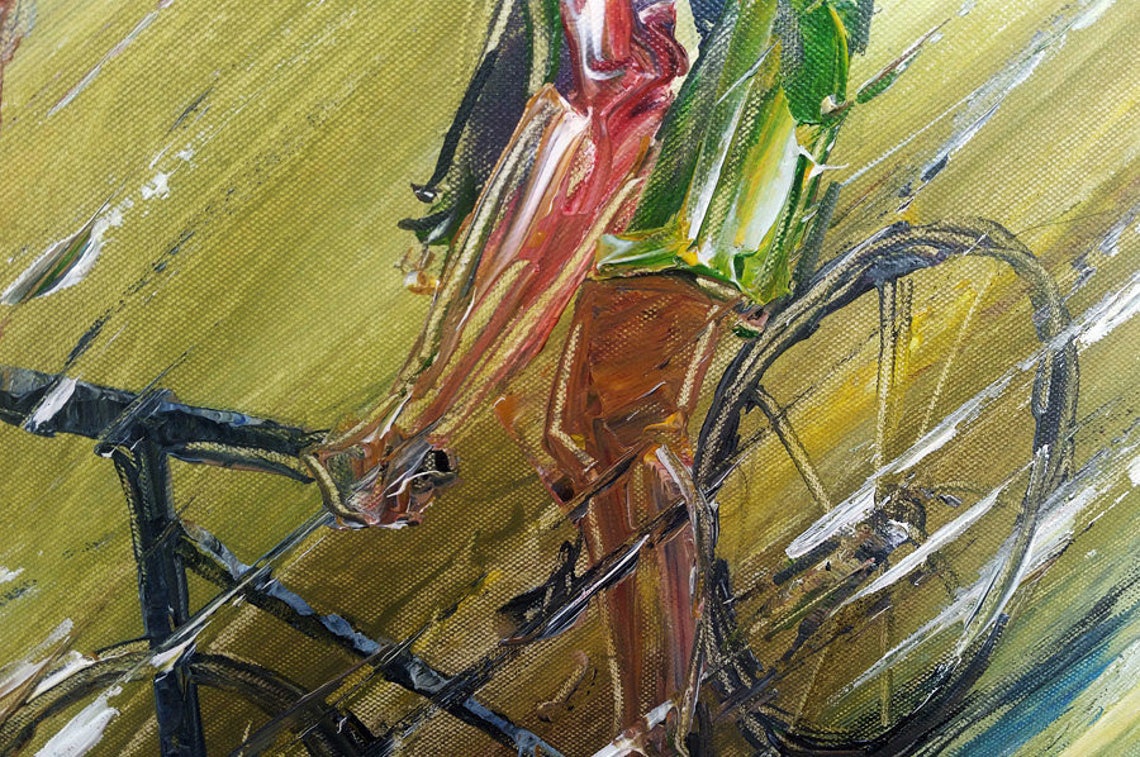 Cycling Race Hand Painted Modern Impressionist Bicyclist | Etsy