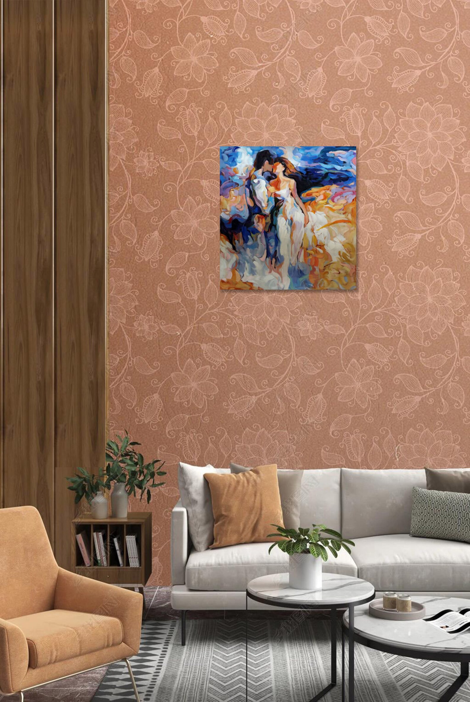 Hand Painted Impressionist Kissing Romance Oil Painting on - Etsy