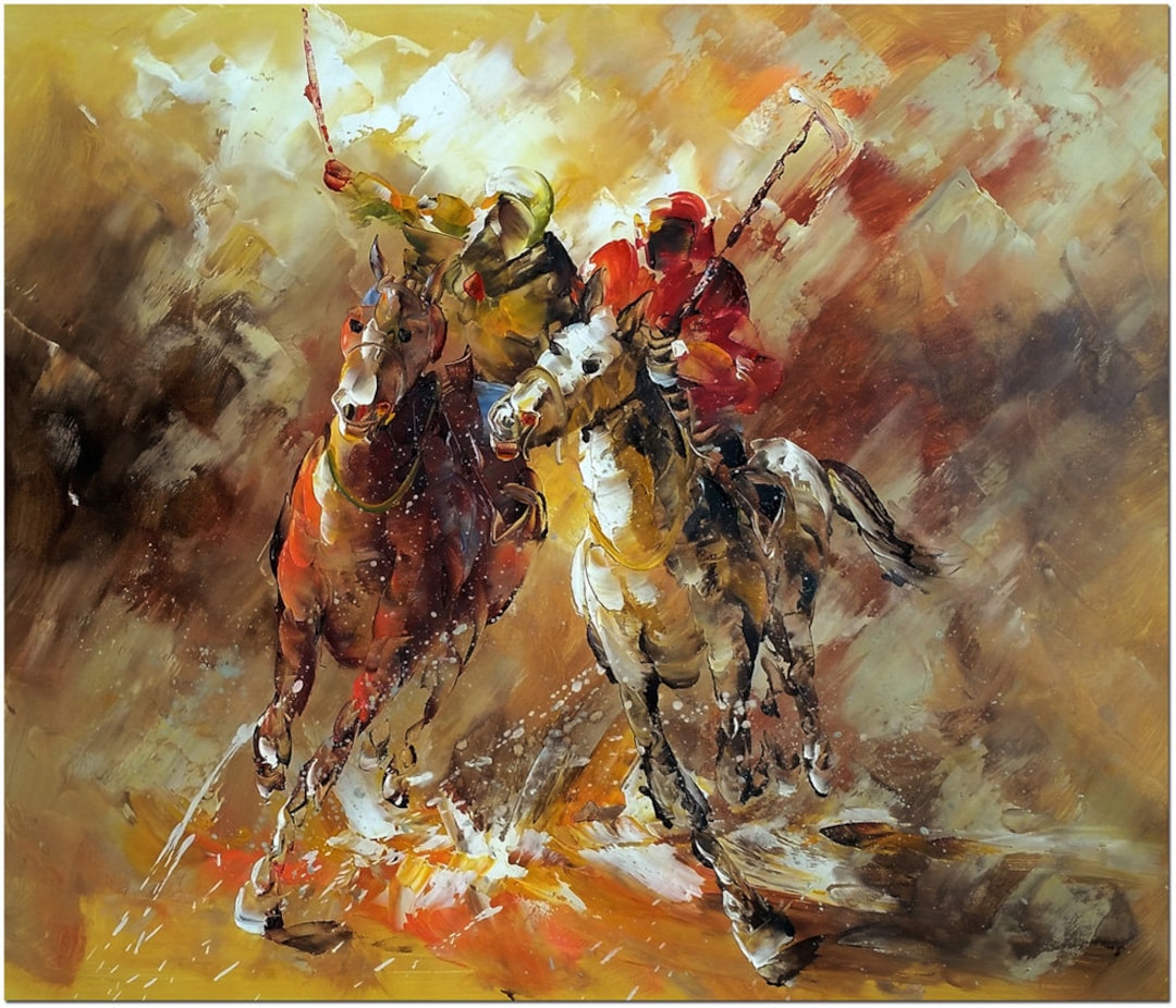 Polo Art - Original Hand Painted Impressionist Horse Polo Oil Painting ...