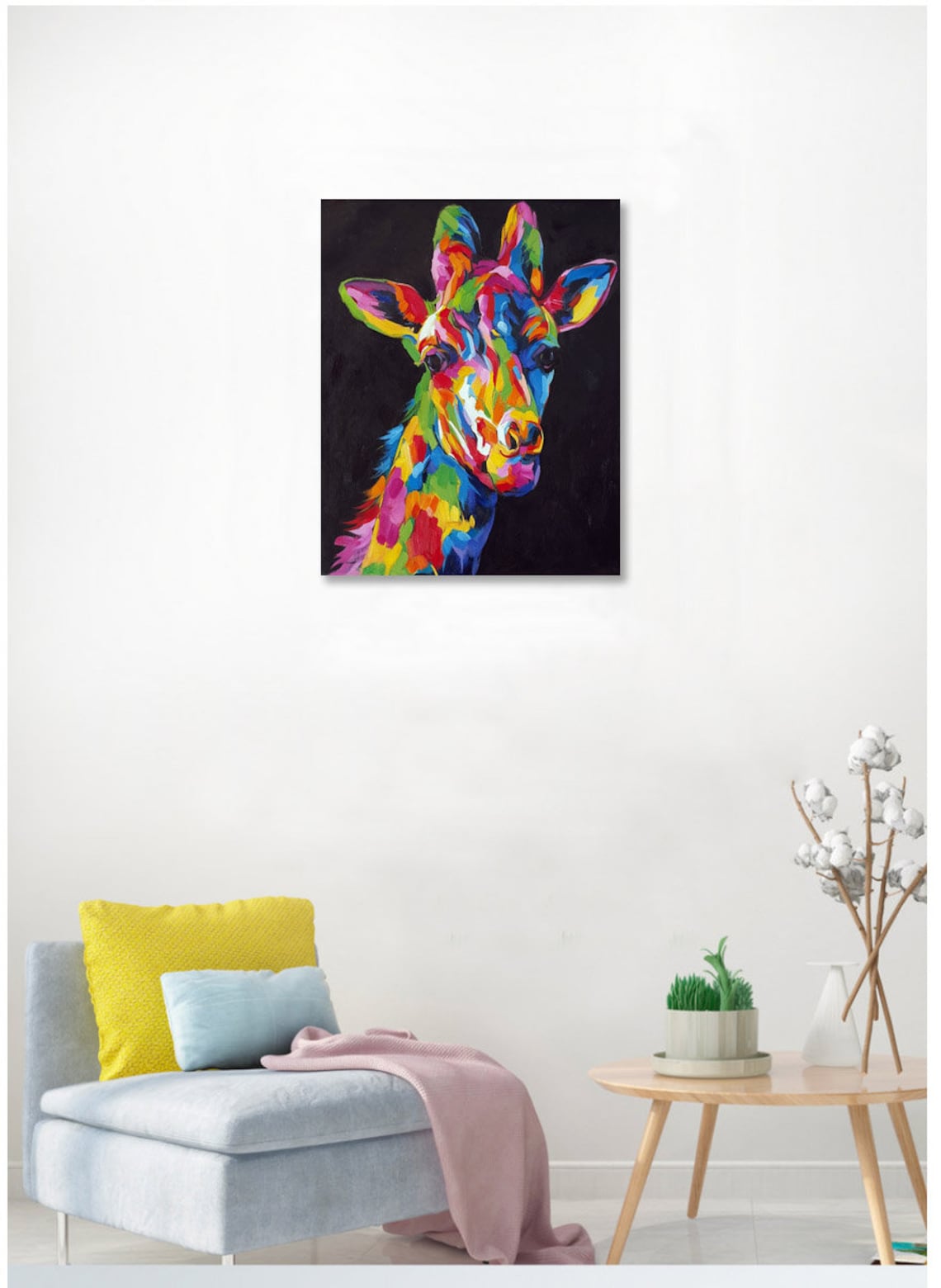 Hand Painted Modern Colorful Impressionist Giraffe Oil - Etsy