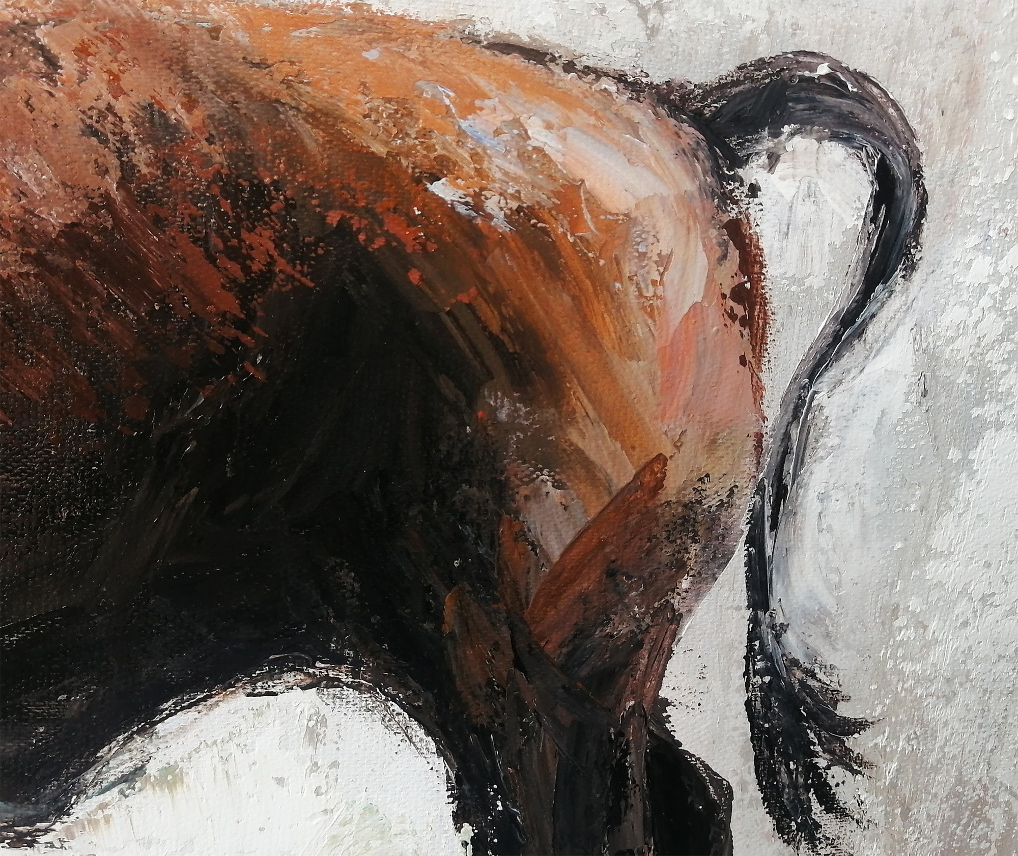 Hand Painted Impressionist Bull Oil Painting on Canvas | Etsy