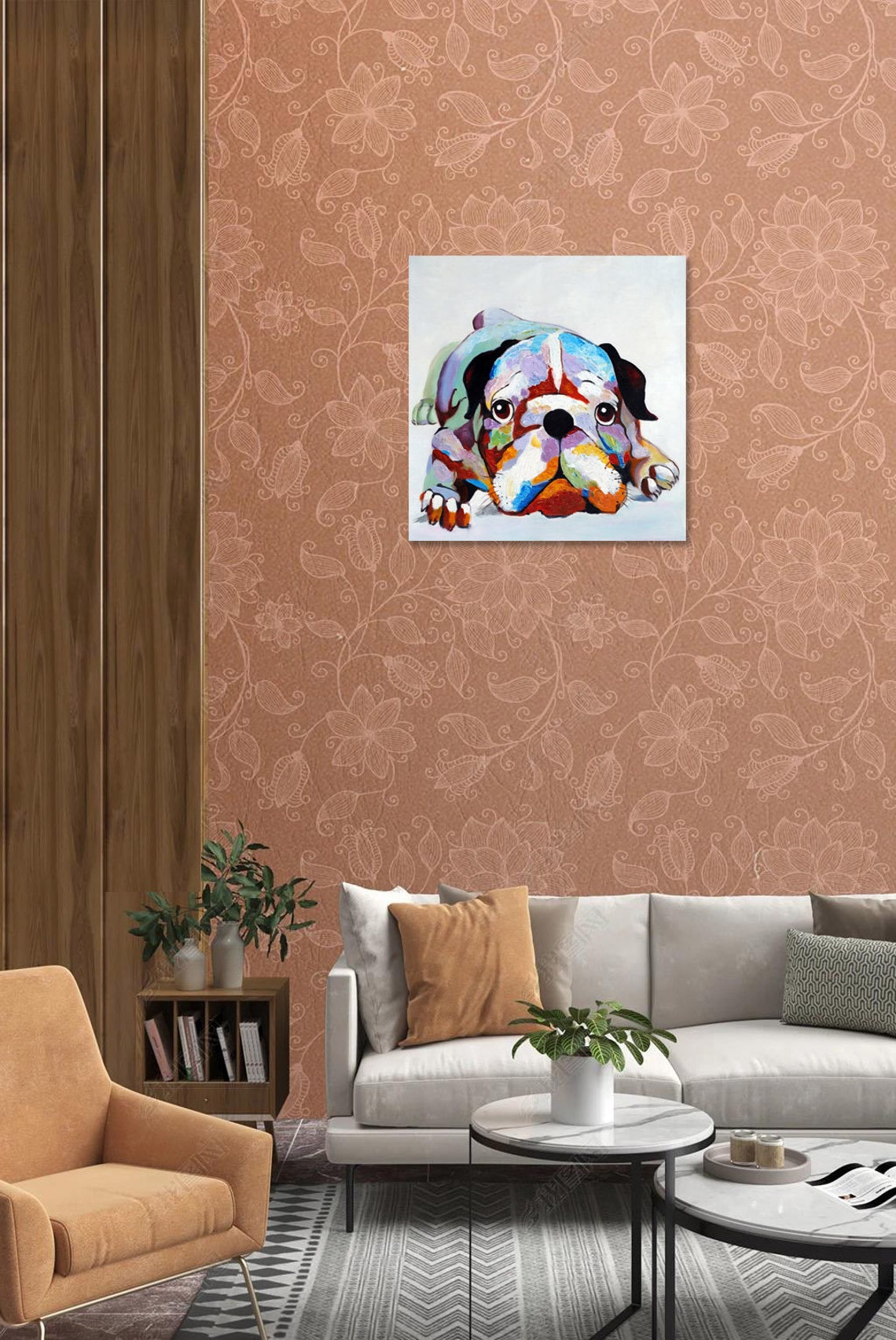 Hand Painted Bulldog Oil Painting on Canvas Thick Paints Heavy - Etsy