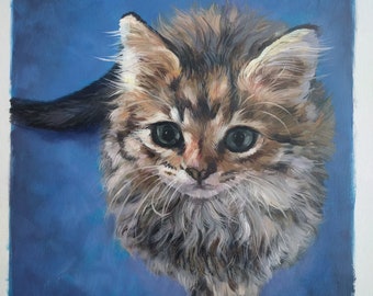 Hand Painted Commission Cat Oil Painting Paint From Digital | Etsy