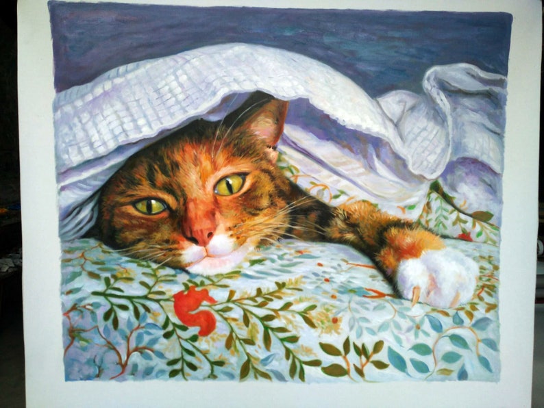 Hand Painted Commission Cat Oil Painting Paint From Digital - Etsy