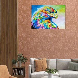 Hand Painted Impressionist Eagle Painting on Canvas Modern | Etsy UK