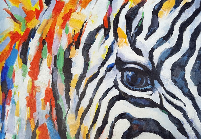 Hand Painted Modern Impressionist Zebra Painting on Canvas - Etsy
