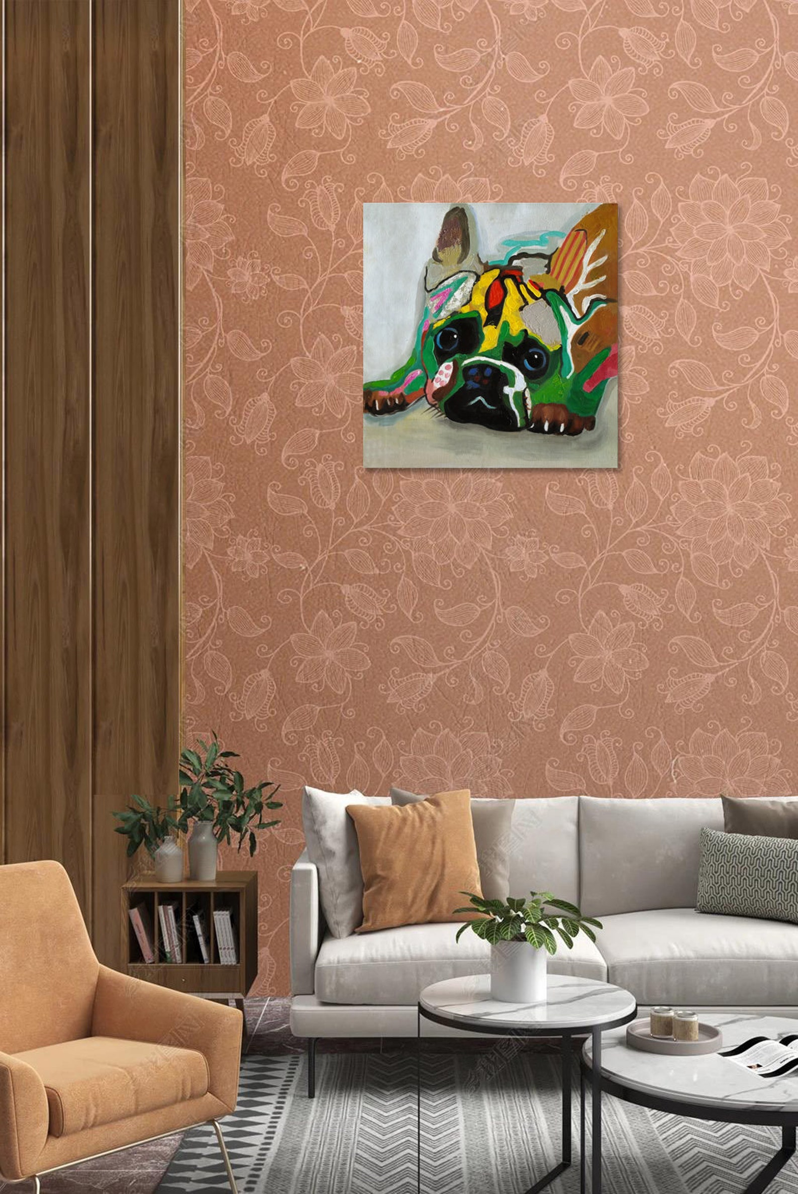 Hand Painted Bulldog Dog Painting on Canvas Contemporary - Etsy