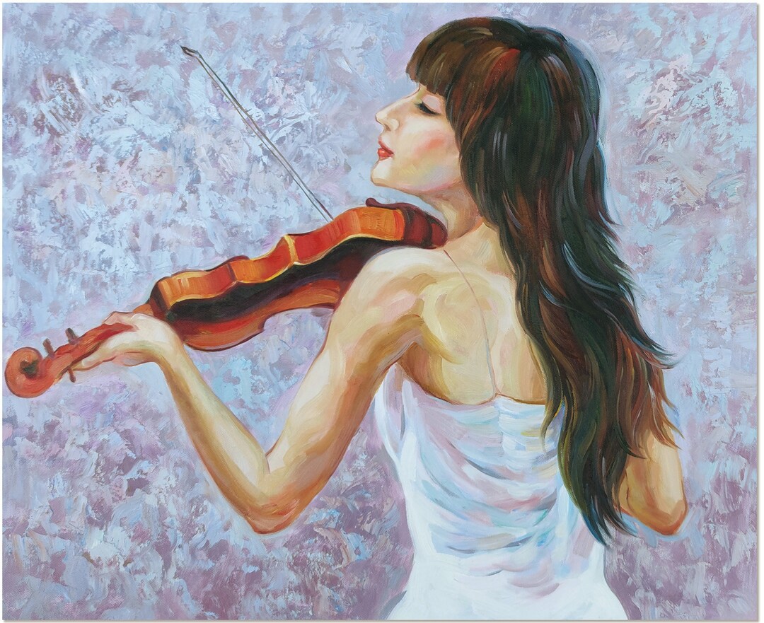 The Fiddler Portrait Oil Painting on Canvas Hand Painted Impressionist ...