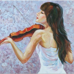 The Fiddler Portrait Oil Painting on Canvas Hand Painted Impressionist ...