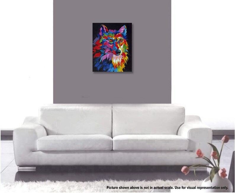 Hand Painted Colorful Impressionist Wolf Oil Painting on | Etsy