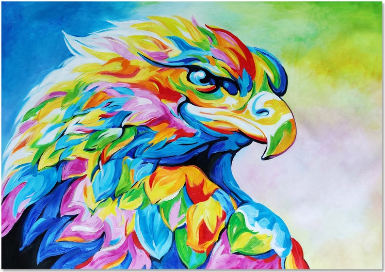 Hand Painted Impressionist Eagle Painting on Canvas Modern - Etsy