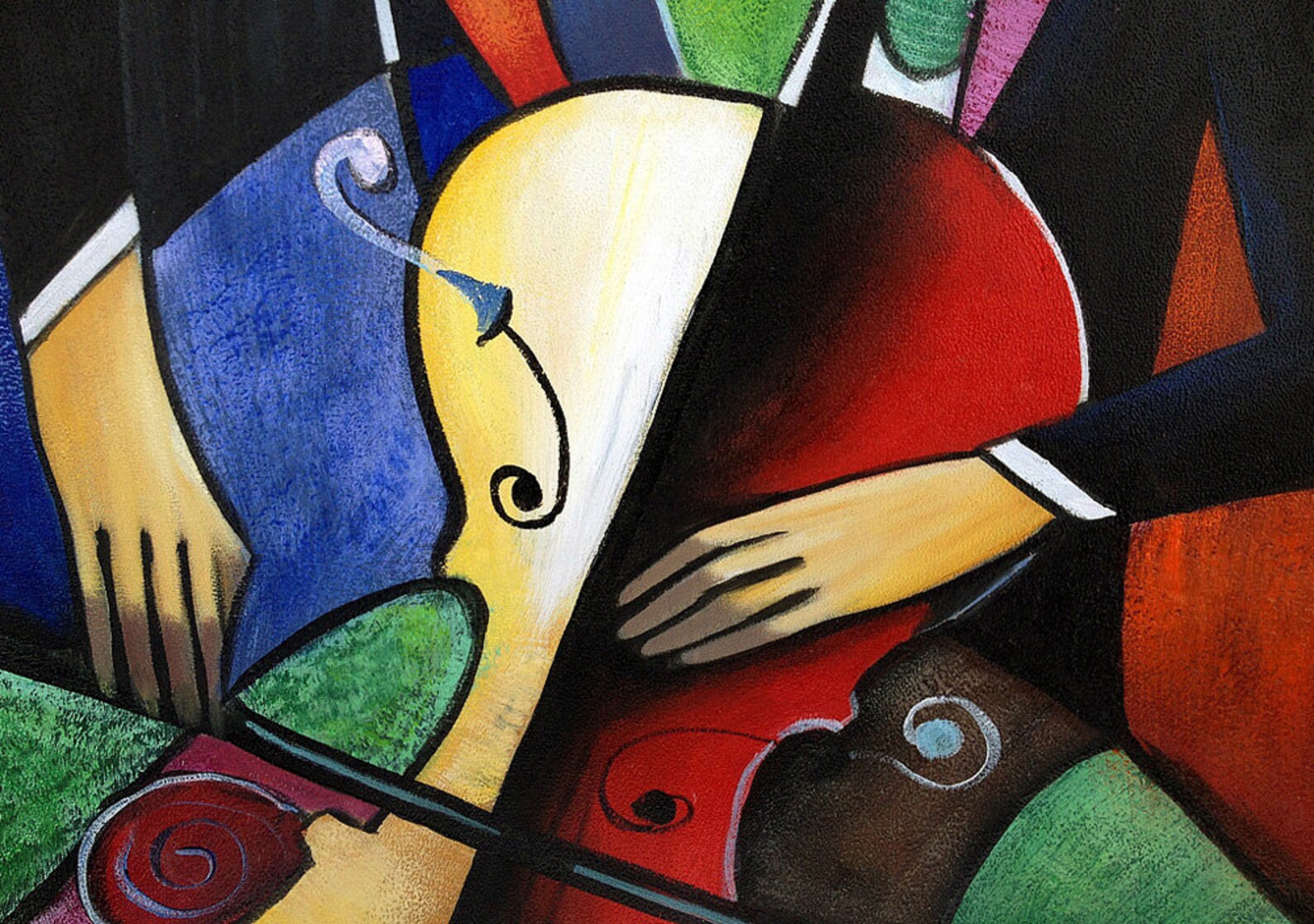 The Cellist Portrait Hand Painted Cubist Oil Painting on - Etsy