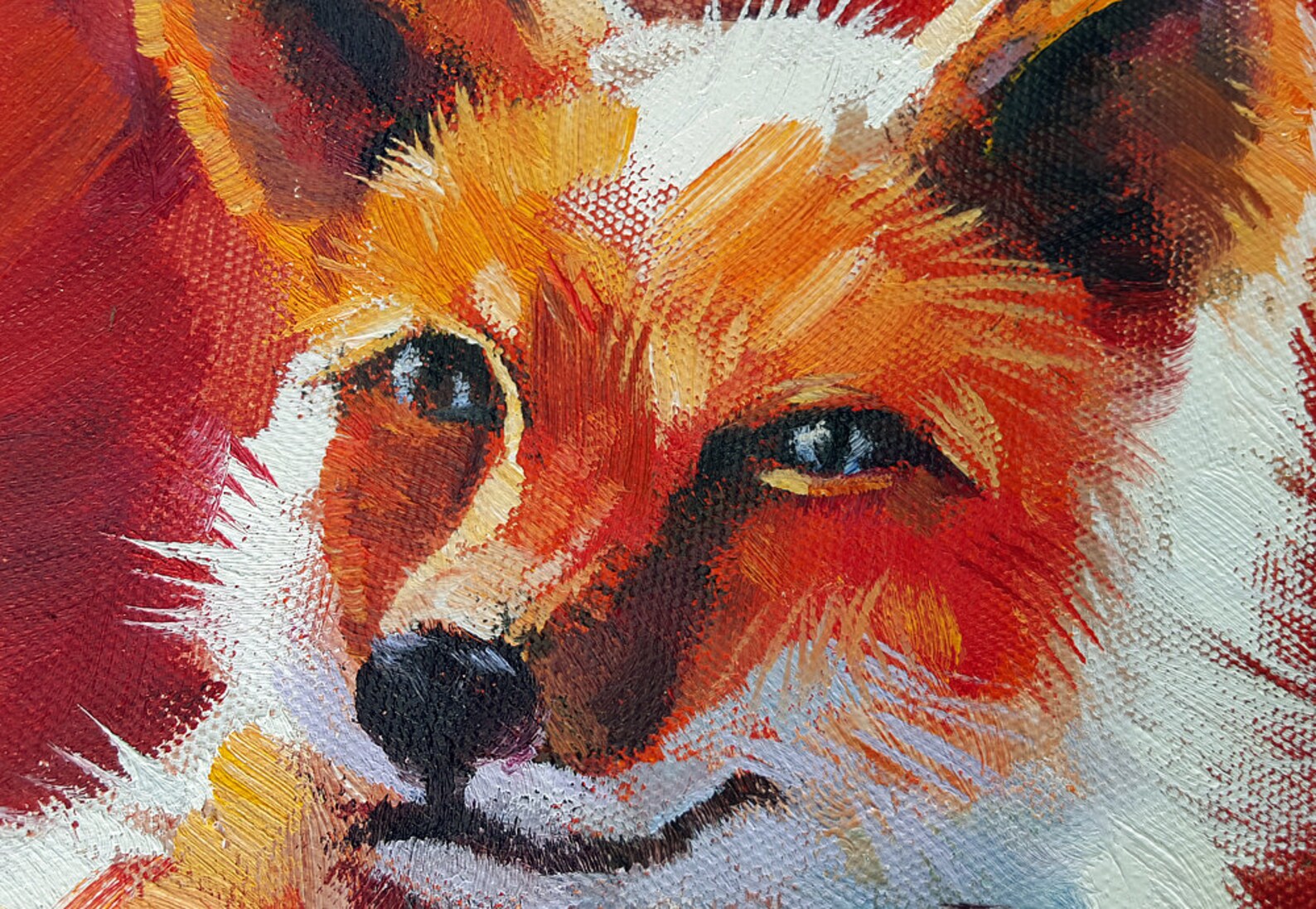 Hand Painted Impressionist Red Fox Oil Painting on Canvas | Etsy