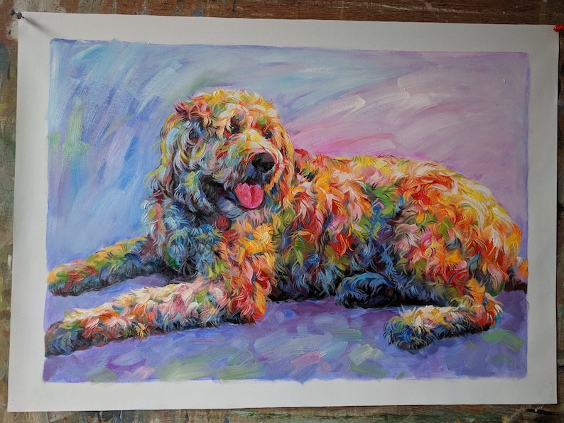 Hand Painted Custom Multi-colored Dog Oil Painting (paint Pet or Animal ...