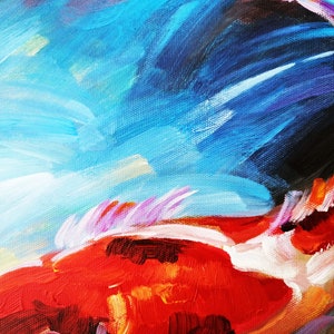 Hand Painted Impressionist Koi Fish Painting on Canvas - Nautical Art ...