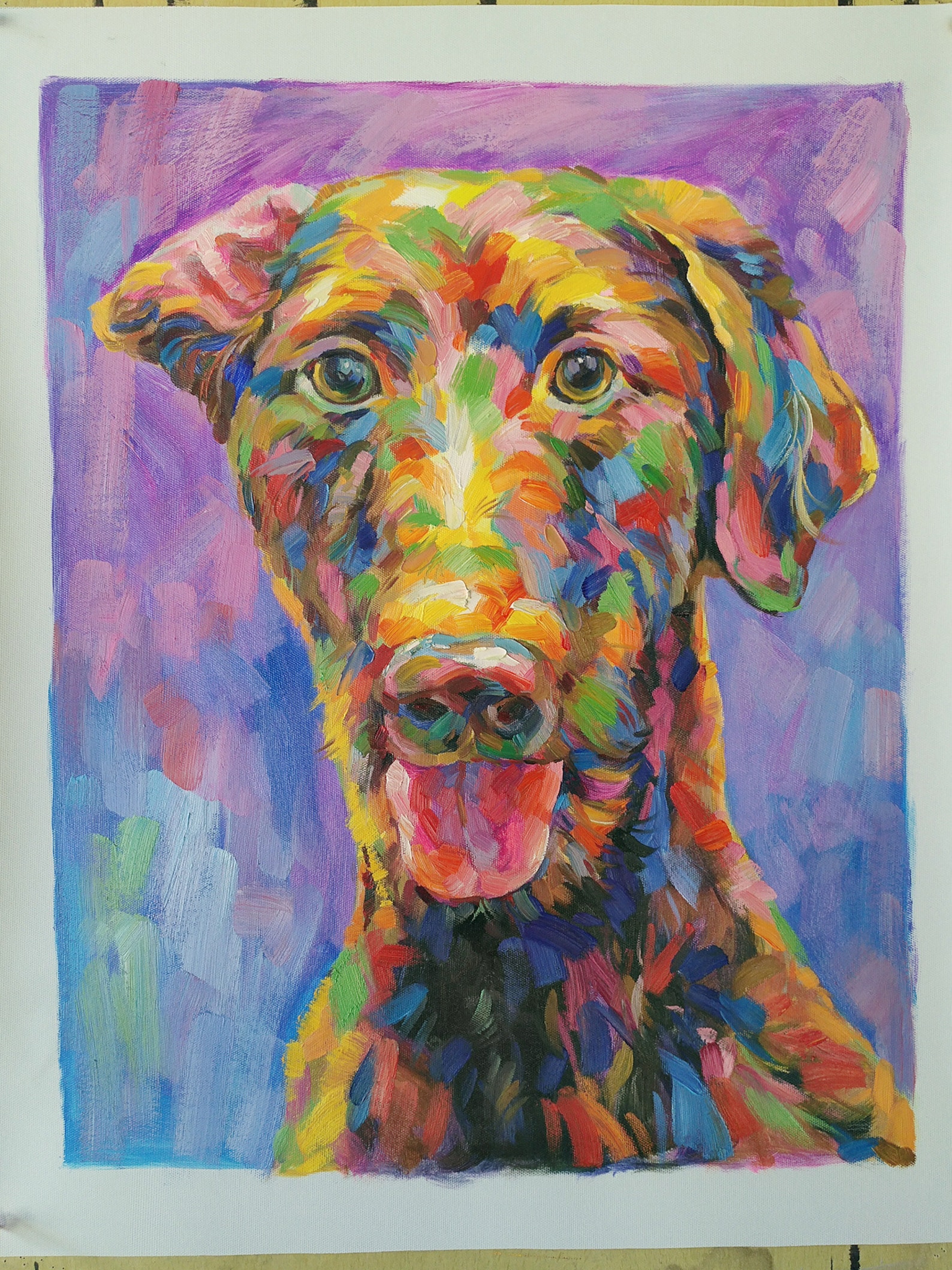 Hand Painted Custom Multi-colored Dog Oil Painting (paint Pet or Animal ...