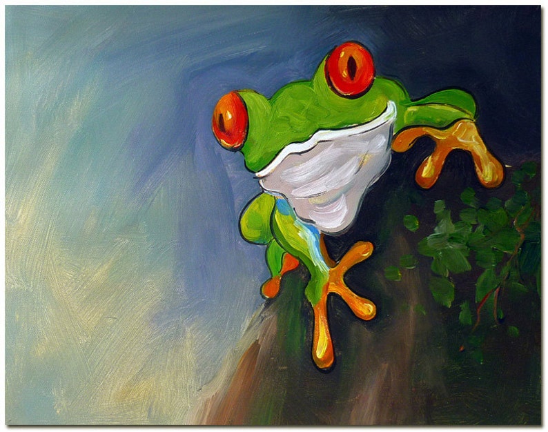 Red Eye Frog Oil Painting on Canvas Signed Hand Painted - Etsy
