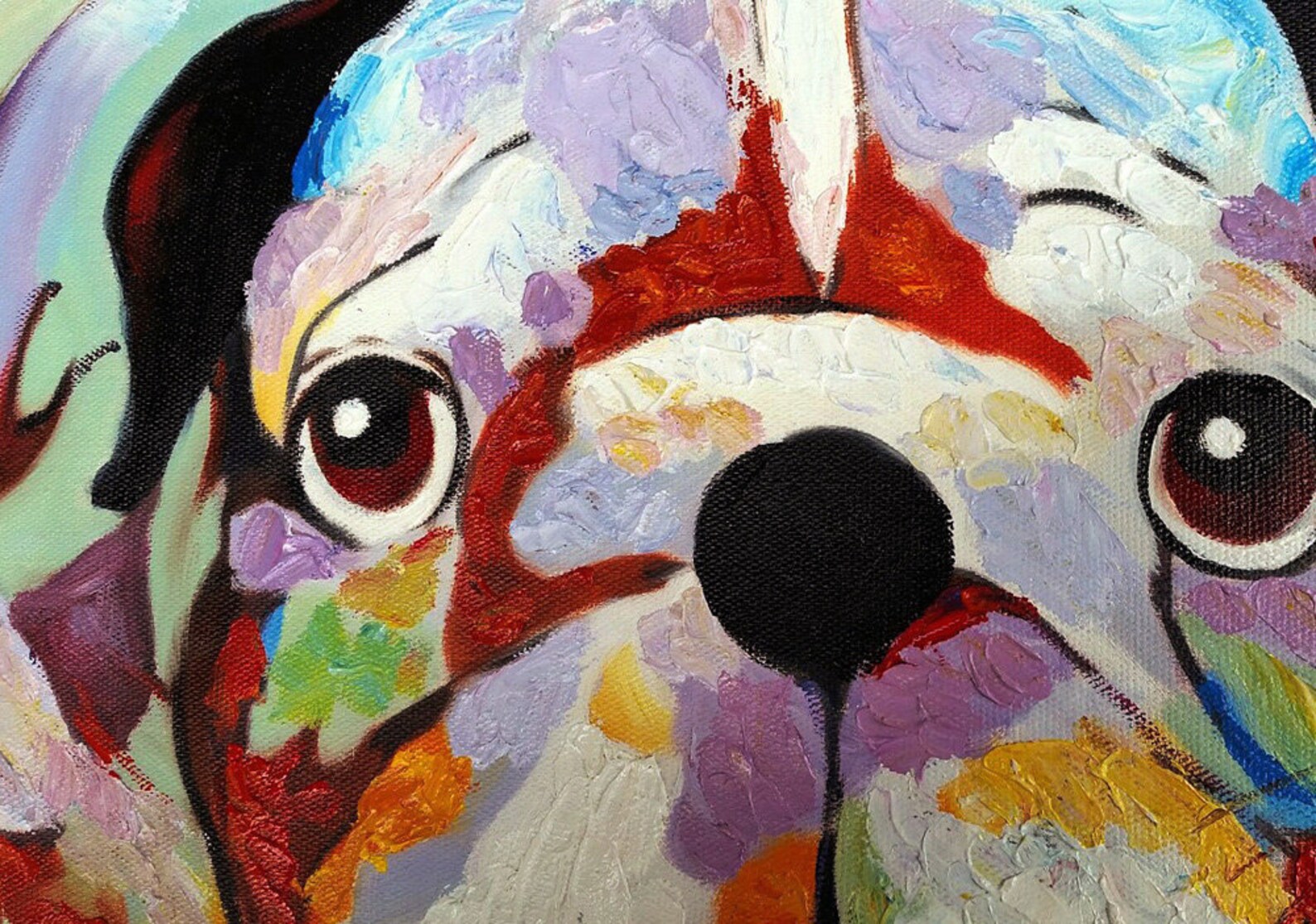 Hand Painted Bulldog Oil Painting on Canvas Thick Paints Heavy - Etsy