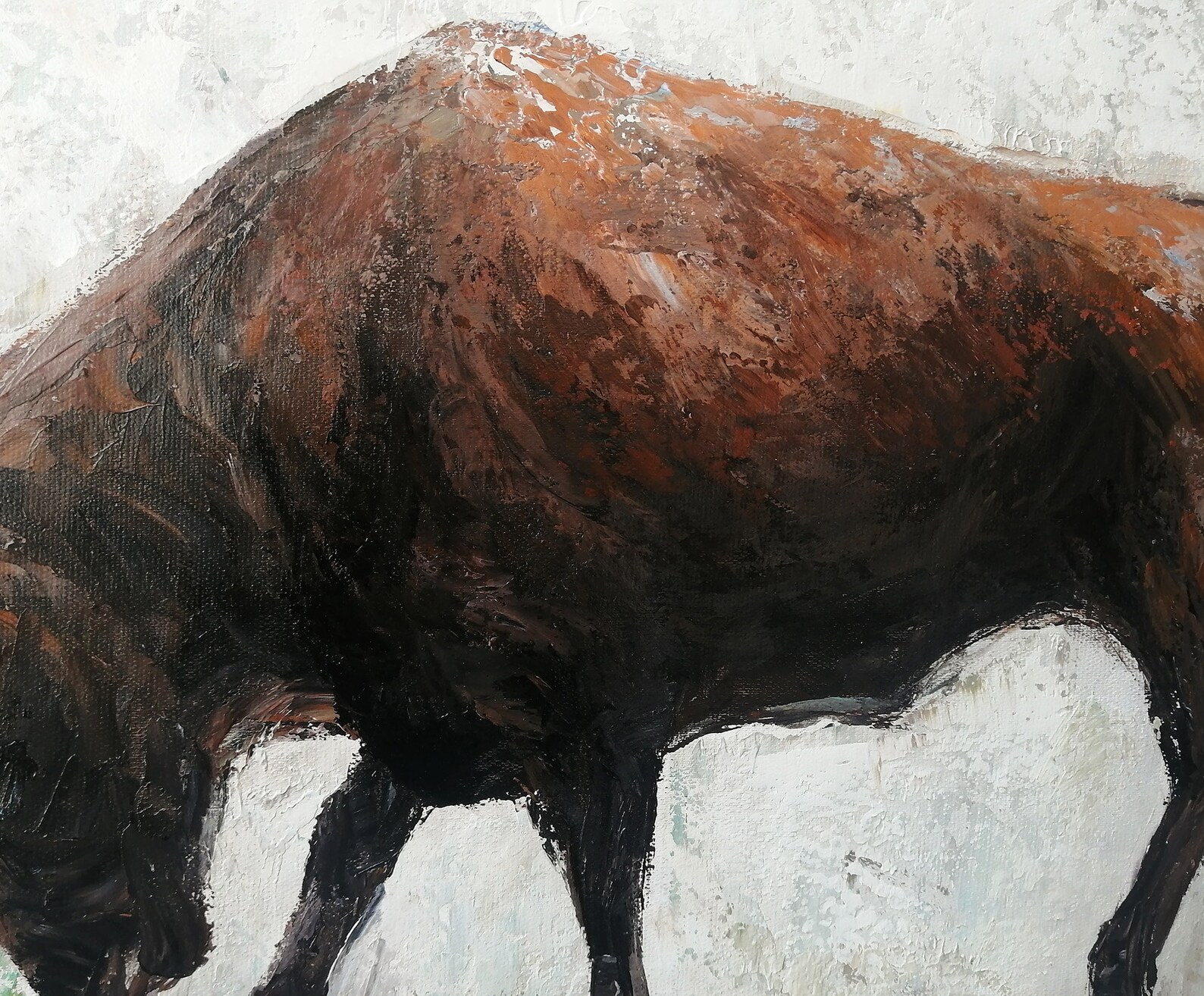Hand Painted Impressionist Bull Oil Painting On Canvas | Etsy