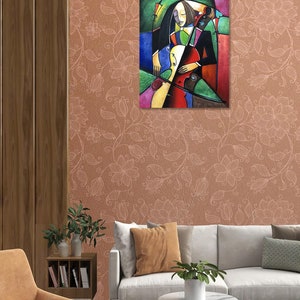 The Cellist Portrait Hand Painted Cubist Oil Painting on Canvas Art ...