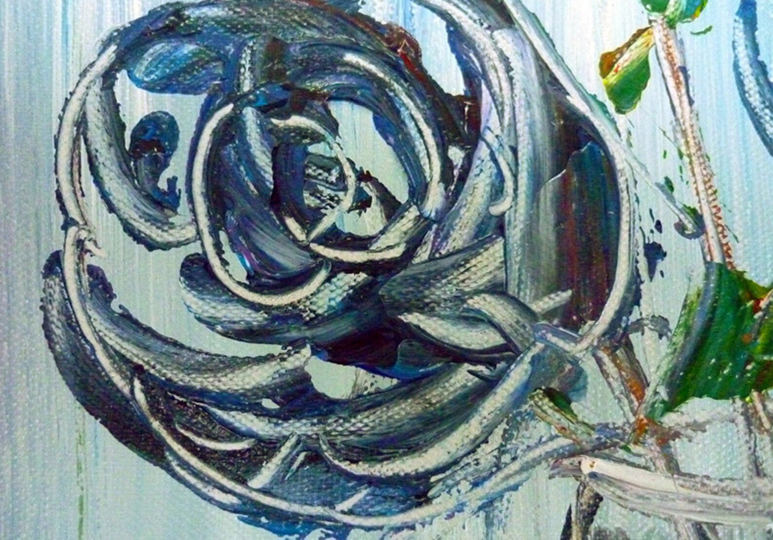 Hand Painted Blue Rose Oil Painting On Canvas Modern | Etsy