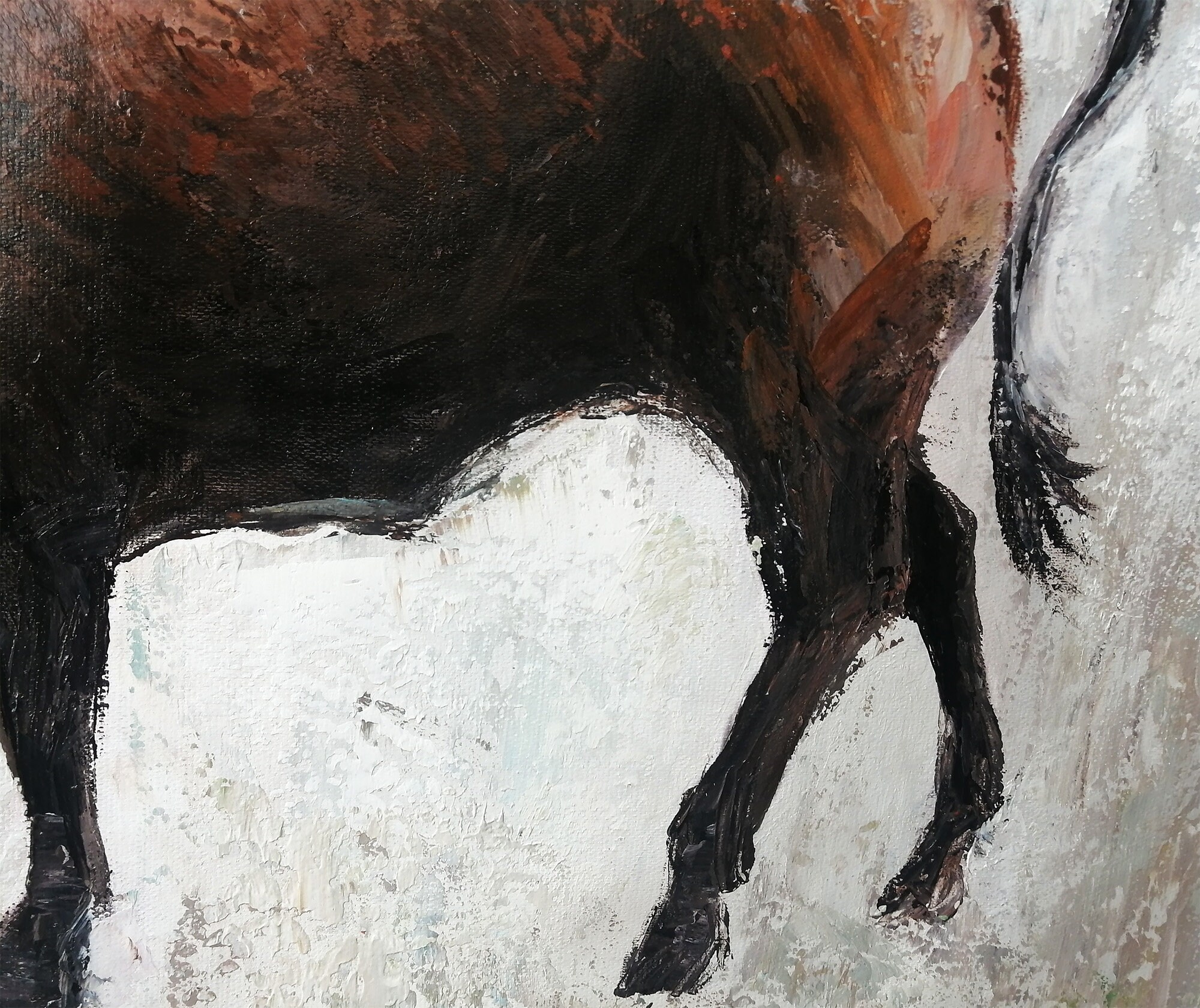 Hand Painted Impressionist Bull Oil Painting On Canvas | Etsy