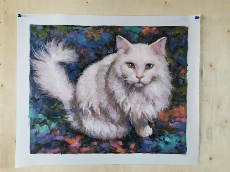 Hand Painted Commission Cat Oil Painting Paint From Digital - Etsy