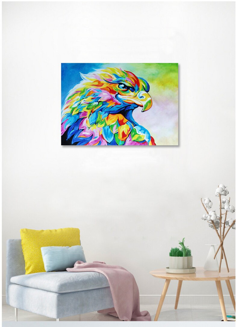 Hand Painted Impressionist Eagle Painting on Canvas Modern - Etsy