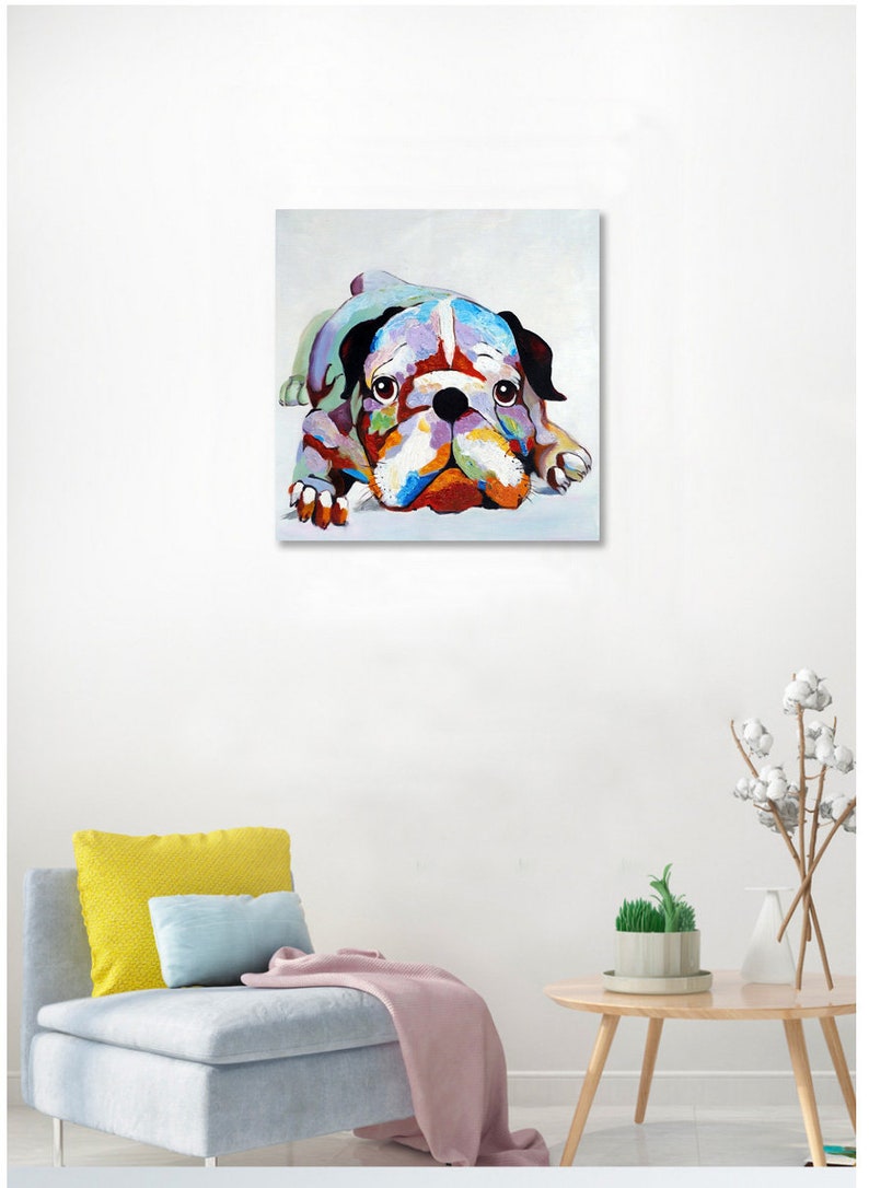 Hand Painted Bulldog Oil Painting on Canvas Thick Paints Heavy - Etsy