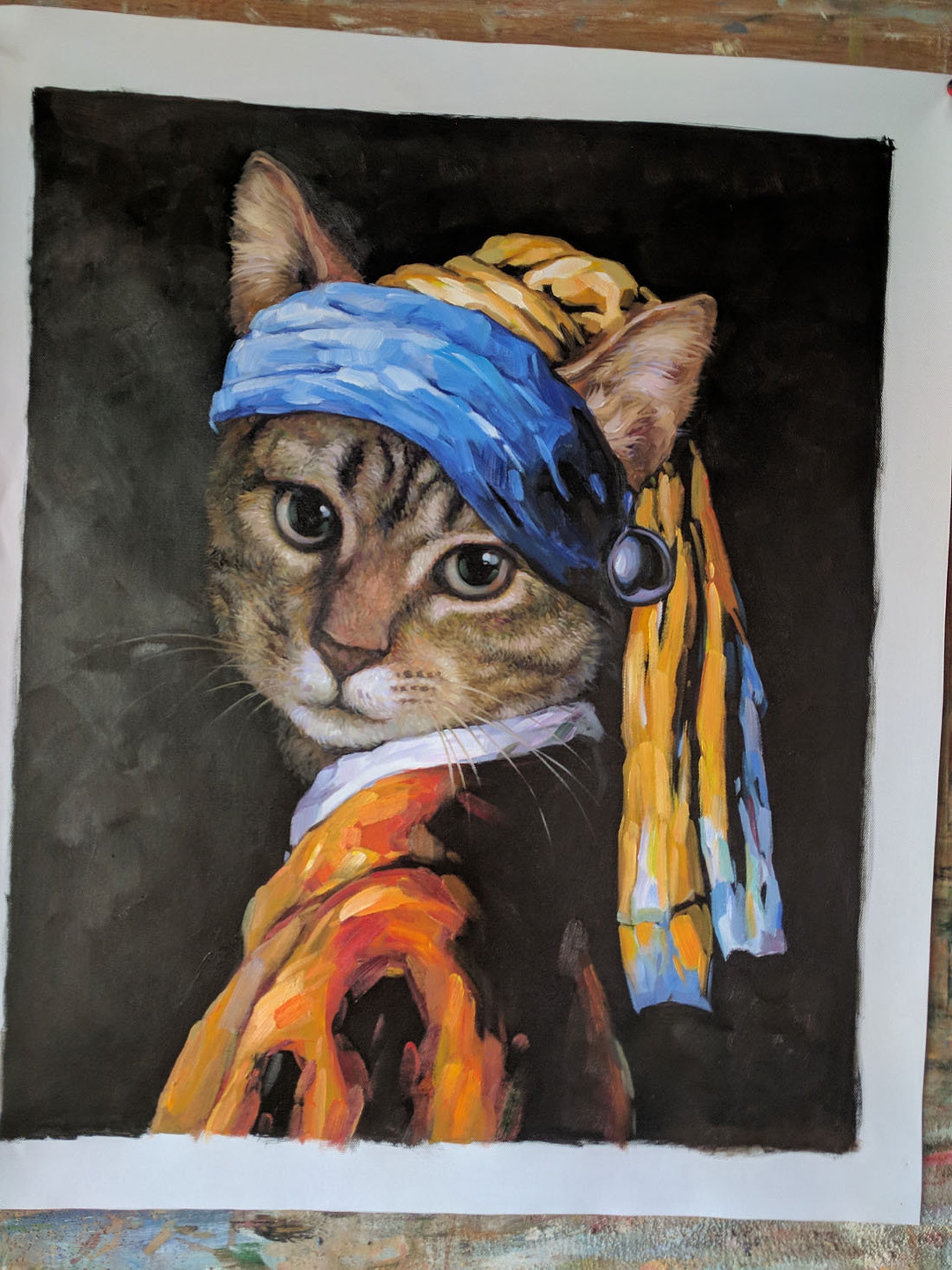 Hand Painted Custom Cat Portrait Oil Painting, Paint From Digital Image ...