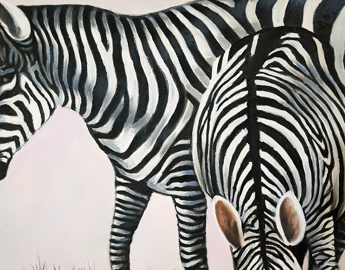 Herd of Zebras Hand Painted Zebra Oil Painting on Canvas - Etsy