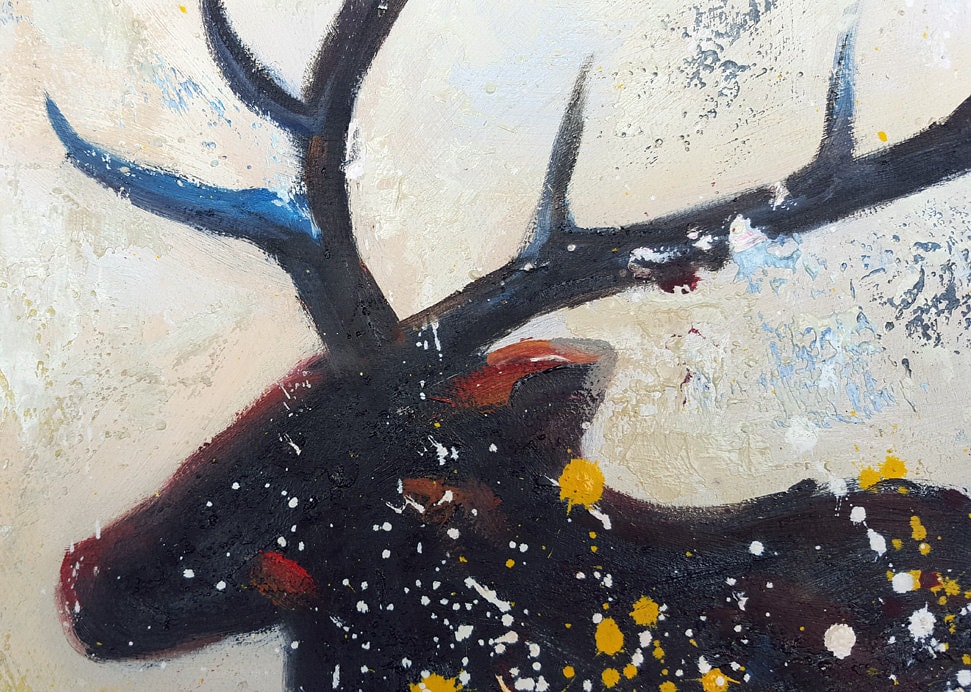 Hand Painted Abstract Deer Painting on Canvas Heavy Texture - Etsy
