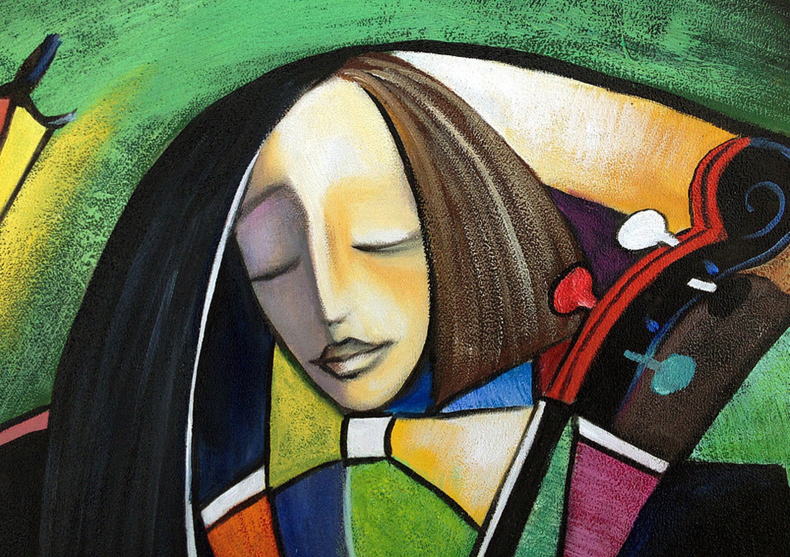 The Cellist Portrait Hand Painted Cubist Oil Painting on - Etsy