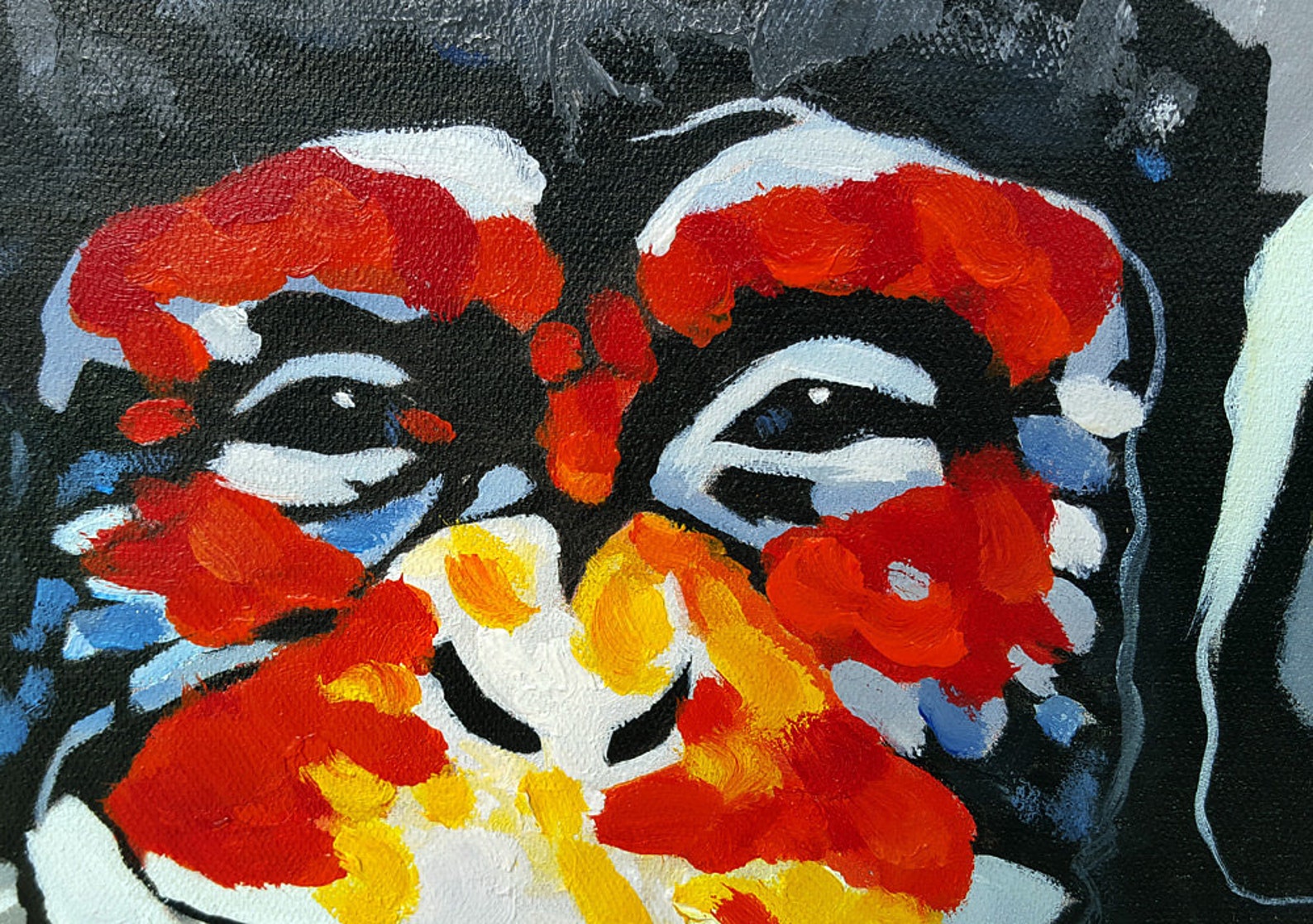 Colorful Abstract Chimp With Headphones - Handmade Animal Painting on ...